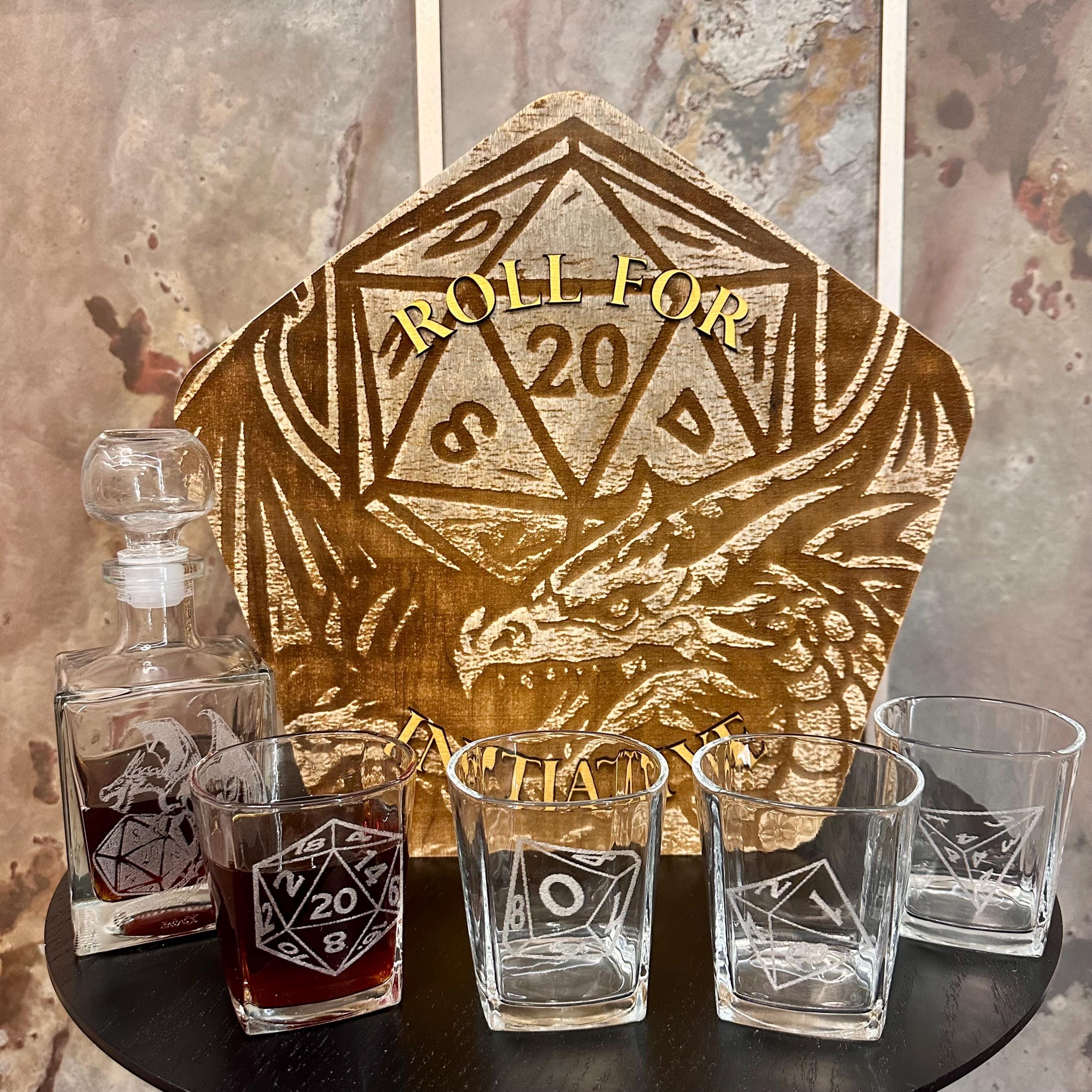 Dnd Whiskey Decanter Set - Roll for Initiative Whiskey Glasses Gift Box ...
