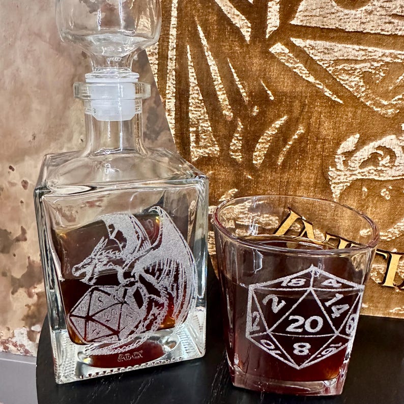Dnd Whiskey Decanter Set - Roll for Initiative Whiskey Glasses Gift Box ...