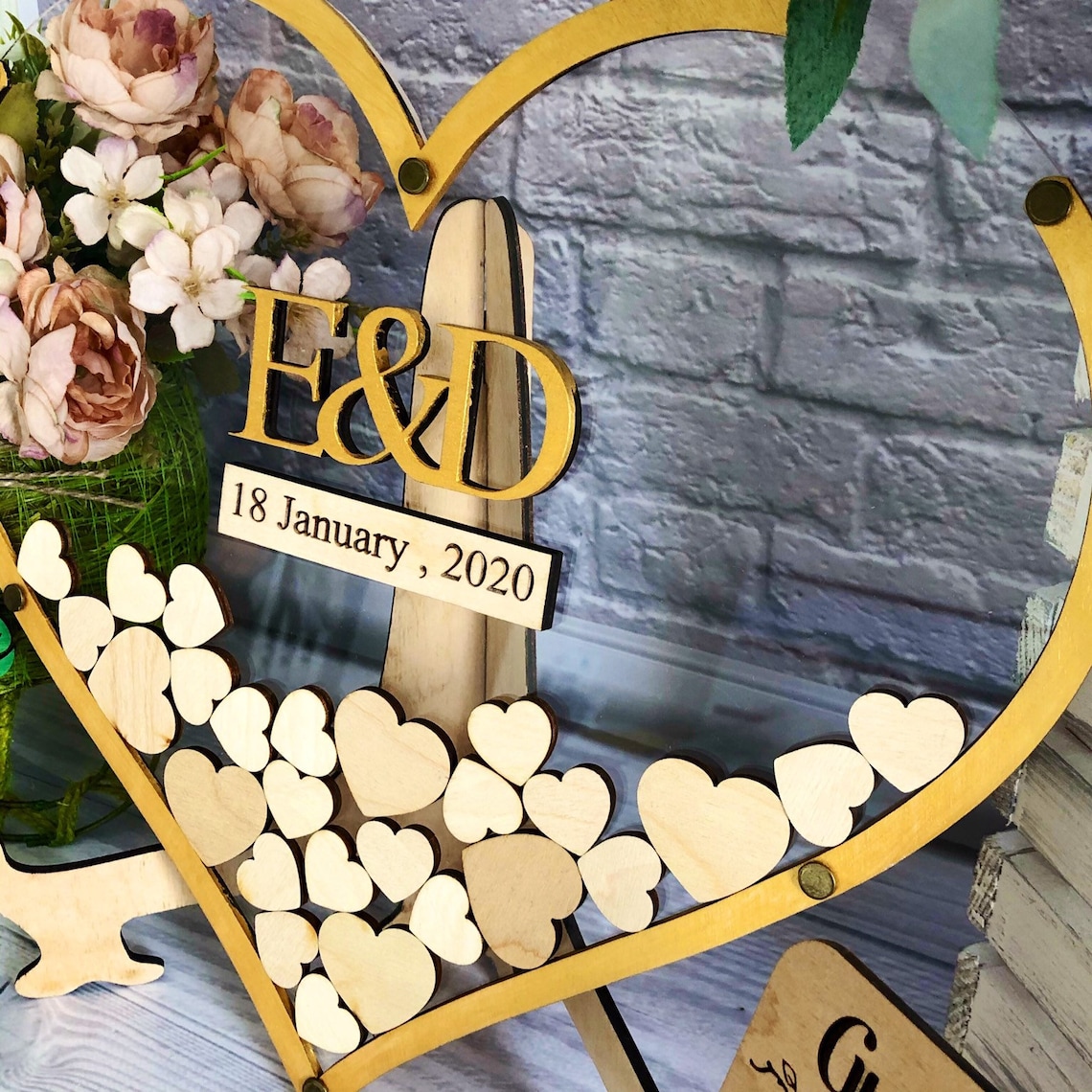 Acrylic heart shaped wedding guestbook alternative | Etsy