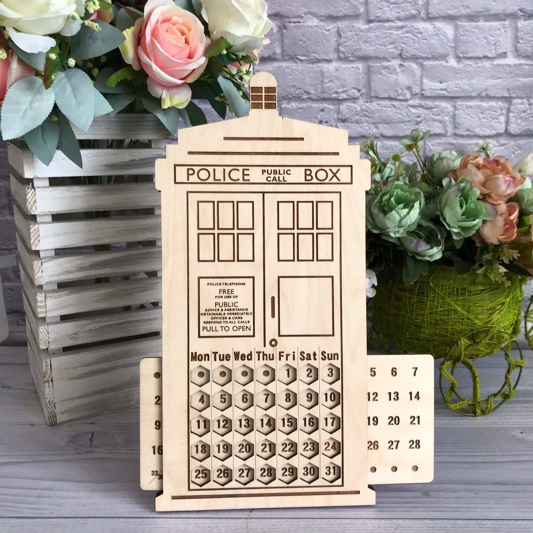 Tardis Shaped Perpetual Calendar,wooden Calendar,desktop Calendar ...