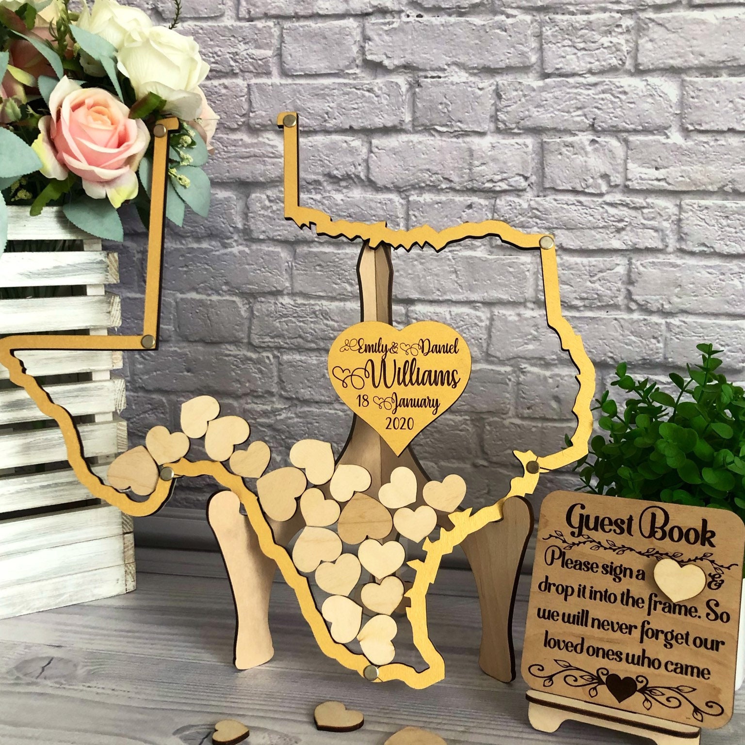 Acrylic Texas shaped wedding guest book alternativeTexas | Etsy