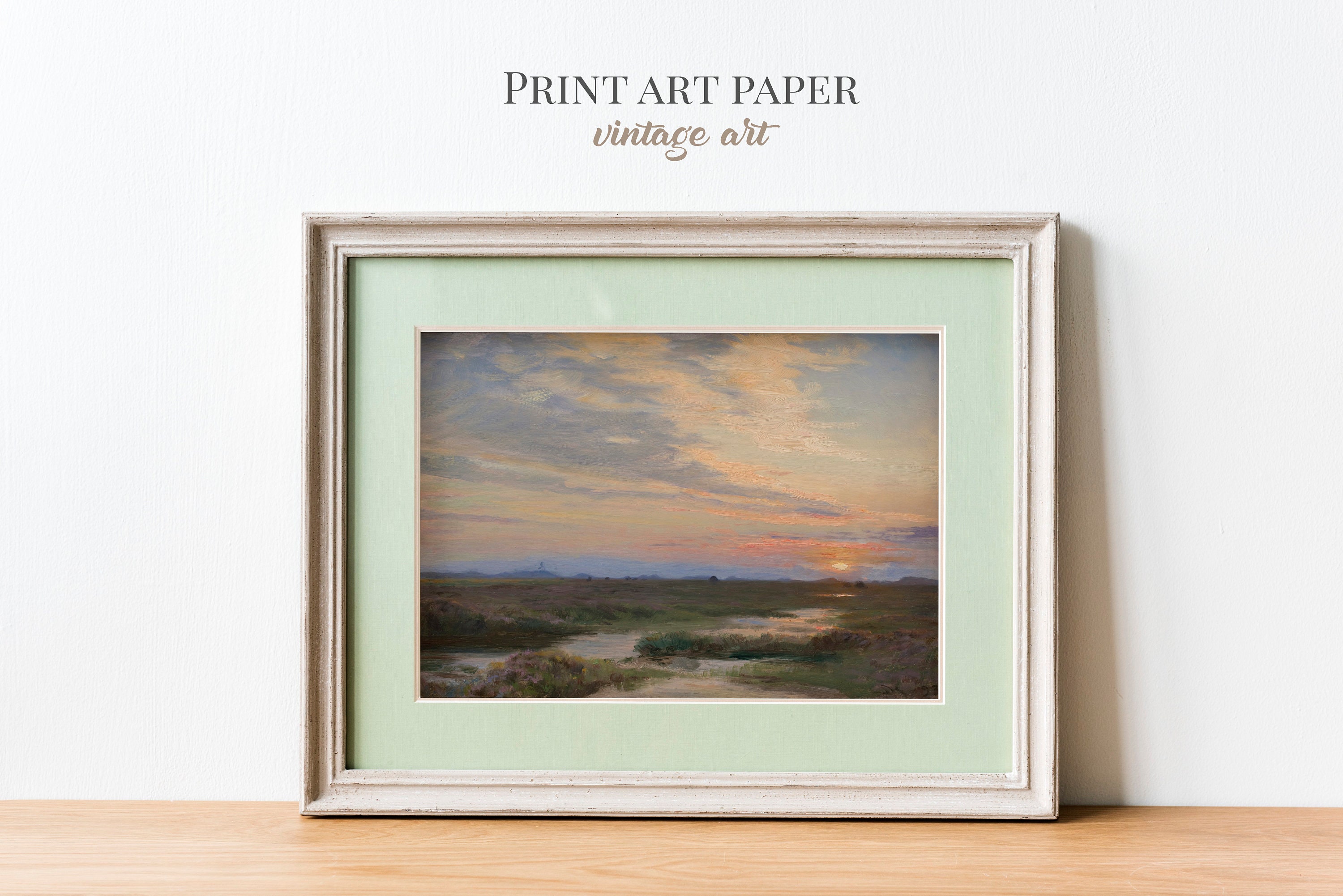 Vintage Sunset Painting Landscape Wallart Abstract Oil Painting Over ...
