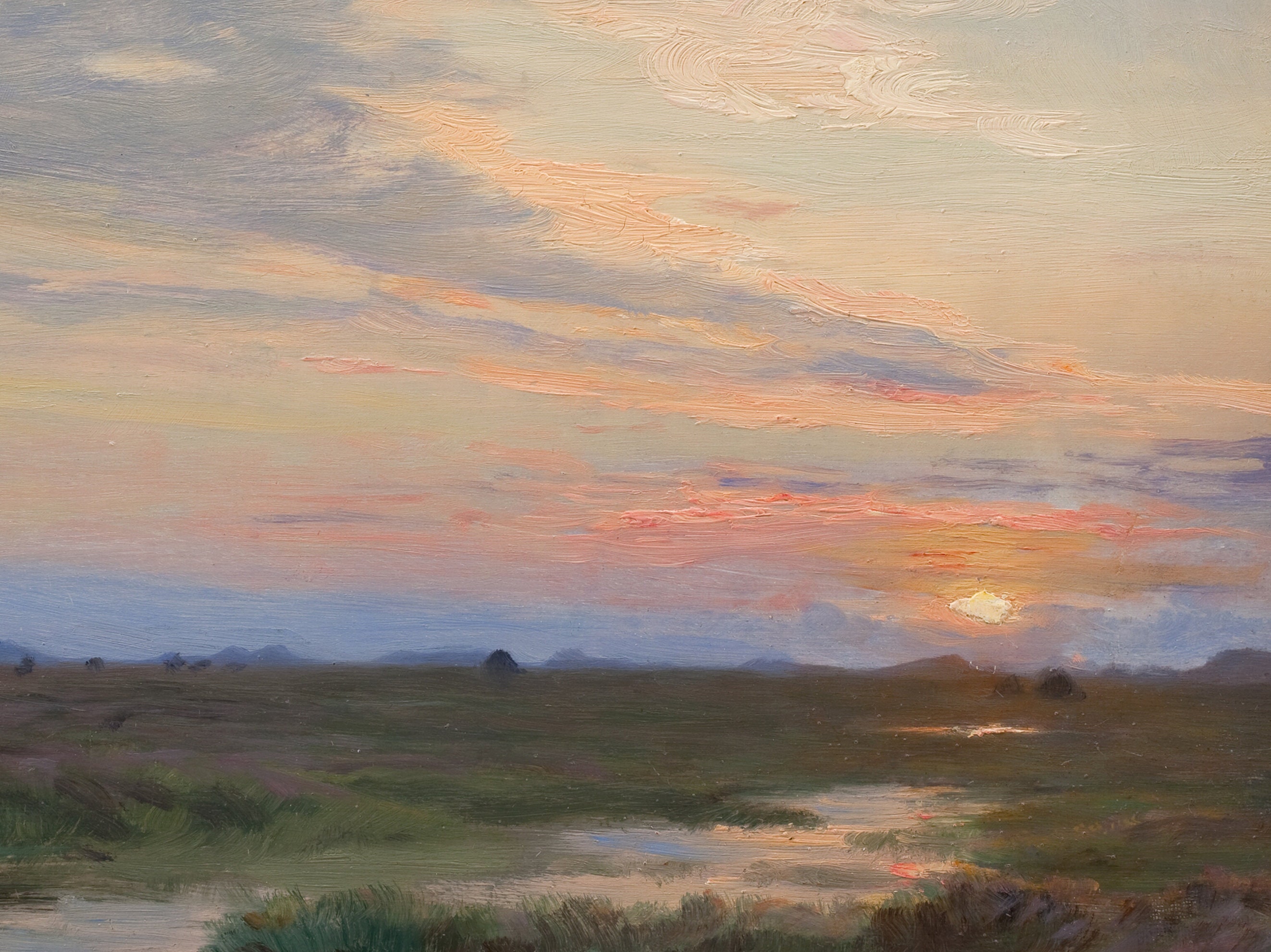 Vintage Sunset Painting Landscape Wallart Abstract Oil Painting Over ...