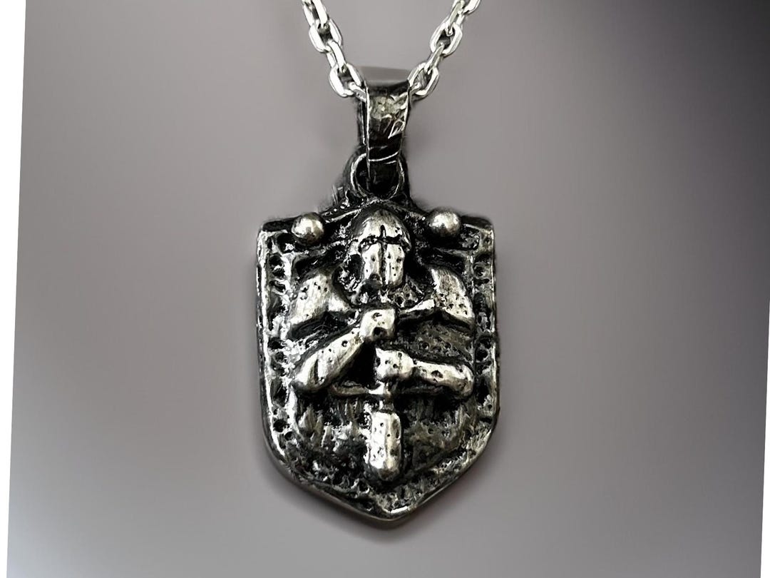 Mens 925 Sterling Knight Pendant Handmade Unique Jewelry Templar ...