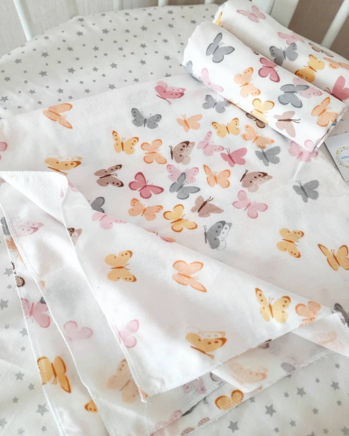 Organic Flannel Butterfly swaddle diapers in large 80x80 cm | Etsy