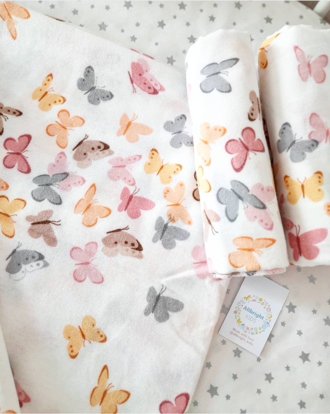Organic Flannel Butterfly swaddle diapers in large 80x80 cm | Etsy
