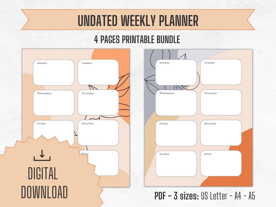 Weekly Planner Printable Undated Weekly Schedule Weekly - Etsy