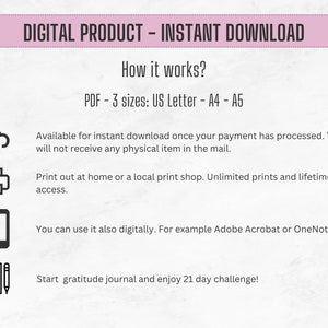 Gratitude Journal Printable for 21 Day Challenge Mindfulness - Etsy