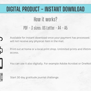 30 Day Gratitude Journal Printable Mindfulness Journal - Etsy