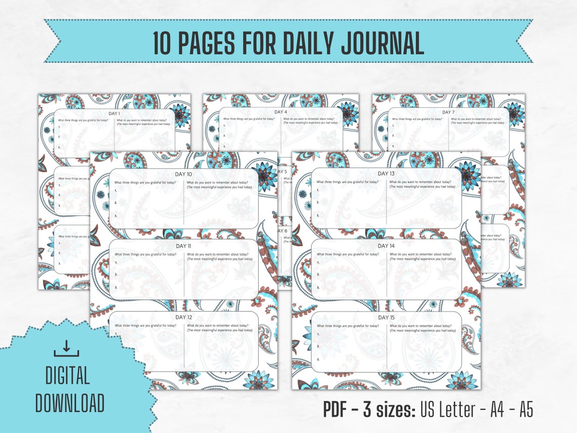 30 Day Gratitude Journal Printable Mindfulness Journal - Etsy
