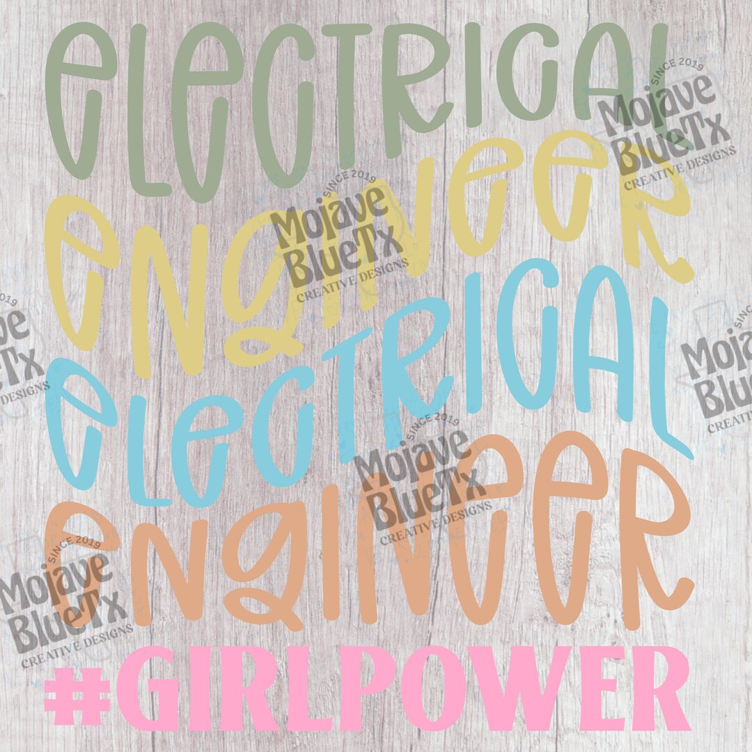 Electrical Engineer Girl Power Colorful Text Art Print | Digital PNG ...