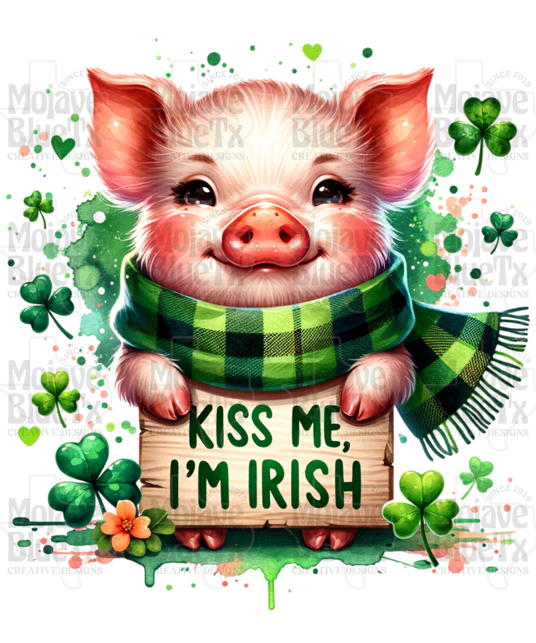 Kiss Me I'm Irish - 'pig With Scarf' | Digital PNG | Sublimation Design ...