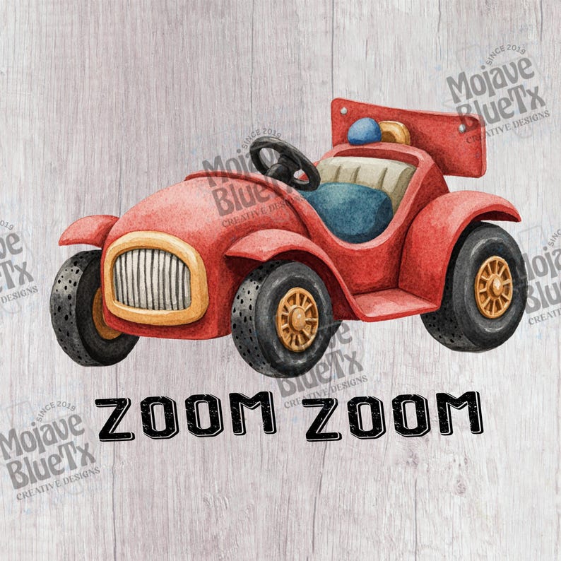 Zoom Zoom Red Toy Race Car Watercolor Graphic | Digital PNG ...