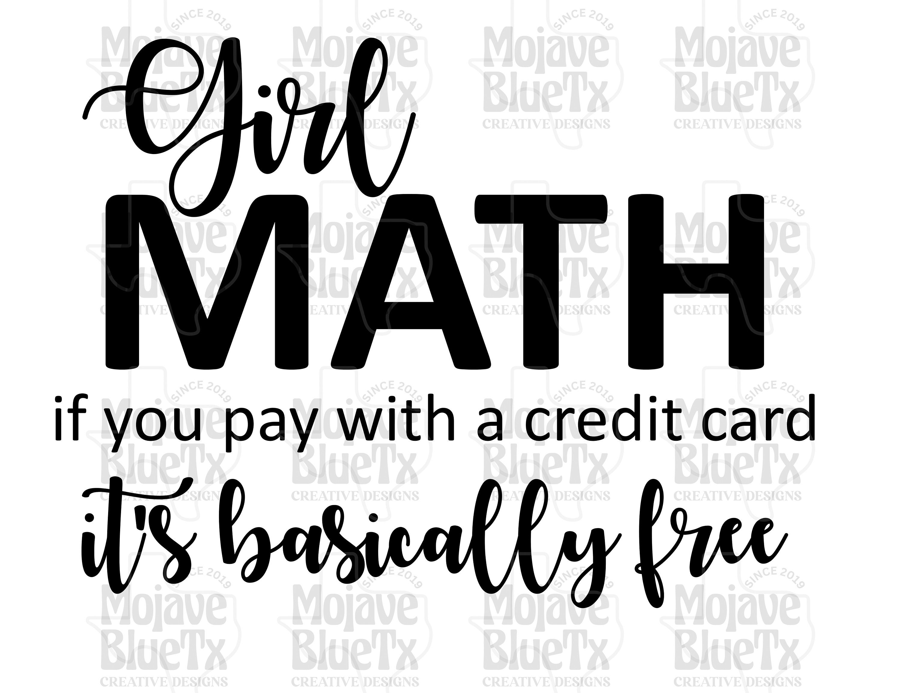 Girl Math Credit Card| Digital PNG | Sublimation Design | Instant ...