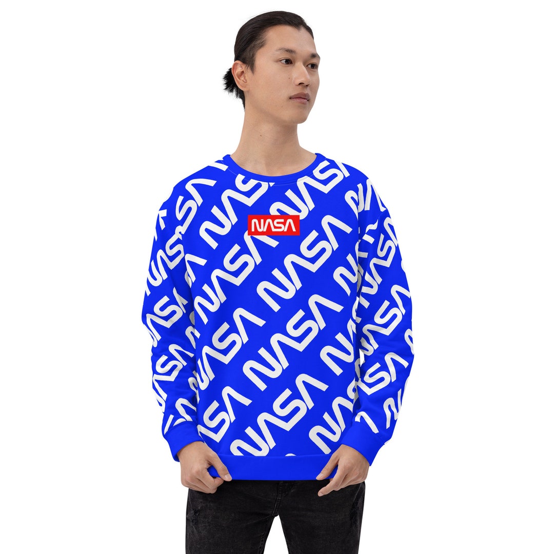 NASA Royal Blue Worm Logo All Over Astronaut Unisex Hoodie Sweatsuit ...