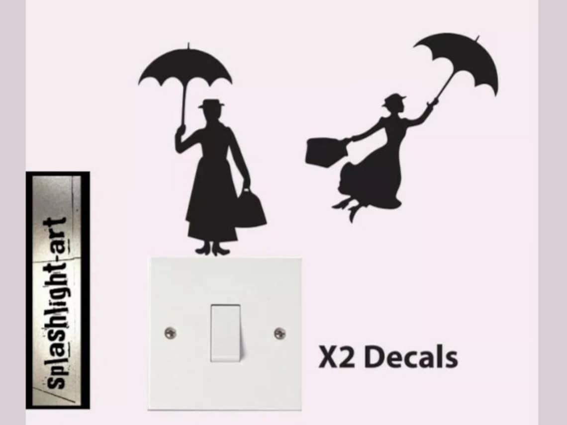 Mary Poppins 2x Light Switch Vinyl Sticker Decal Wall or Car - Etsy