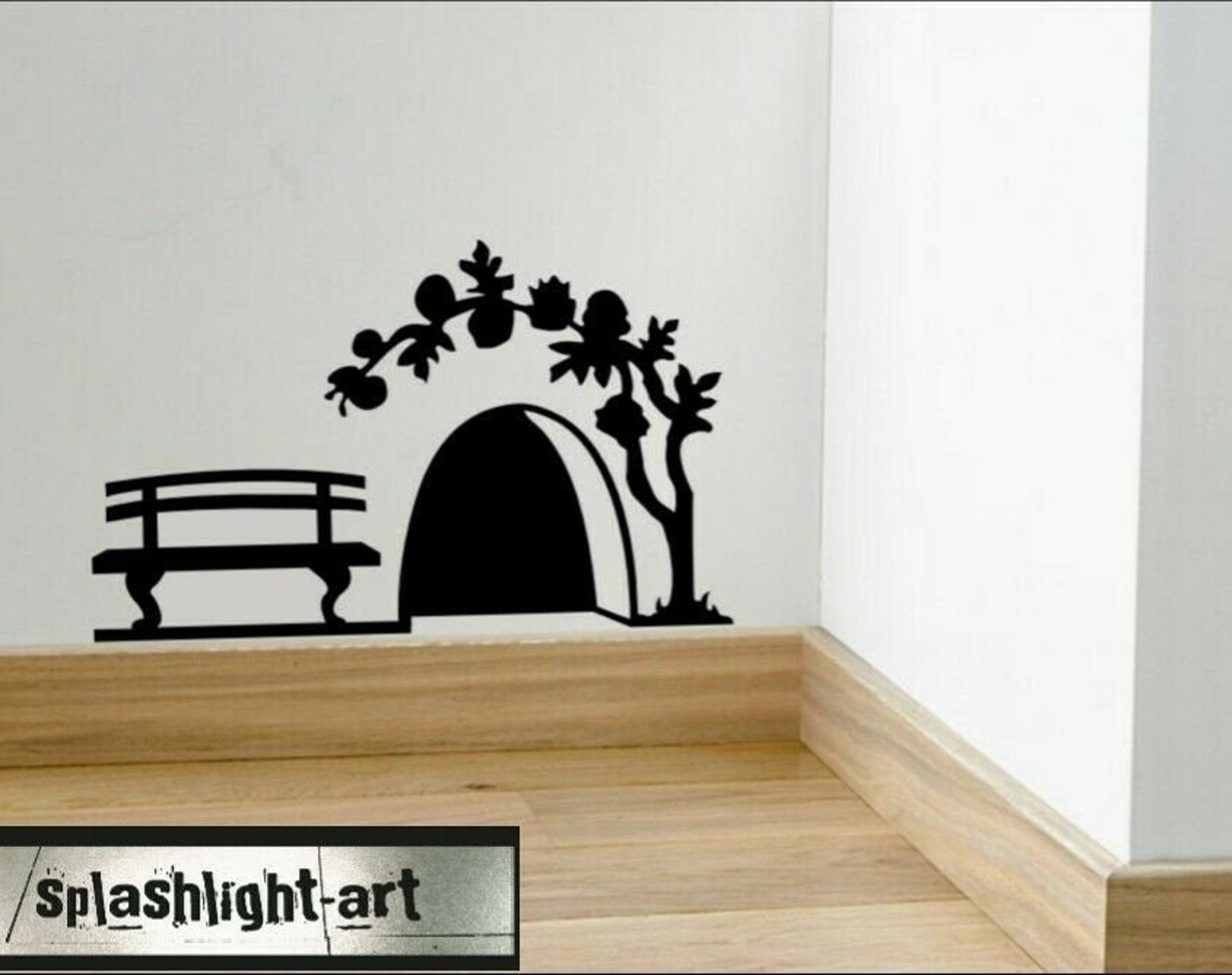 Mouse Hole Bench and Tree Black Vinyl Skirting Board Decal Sticker Wall ...