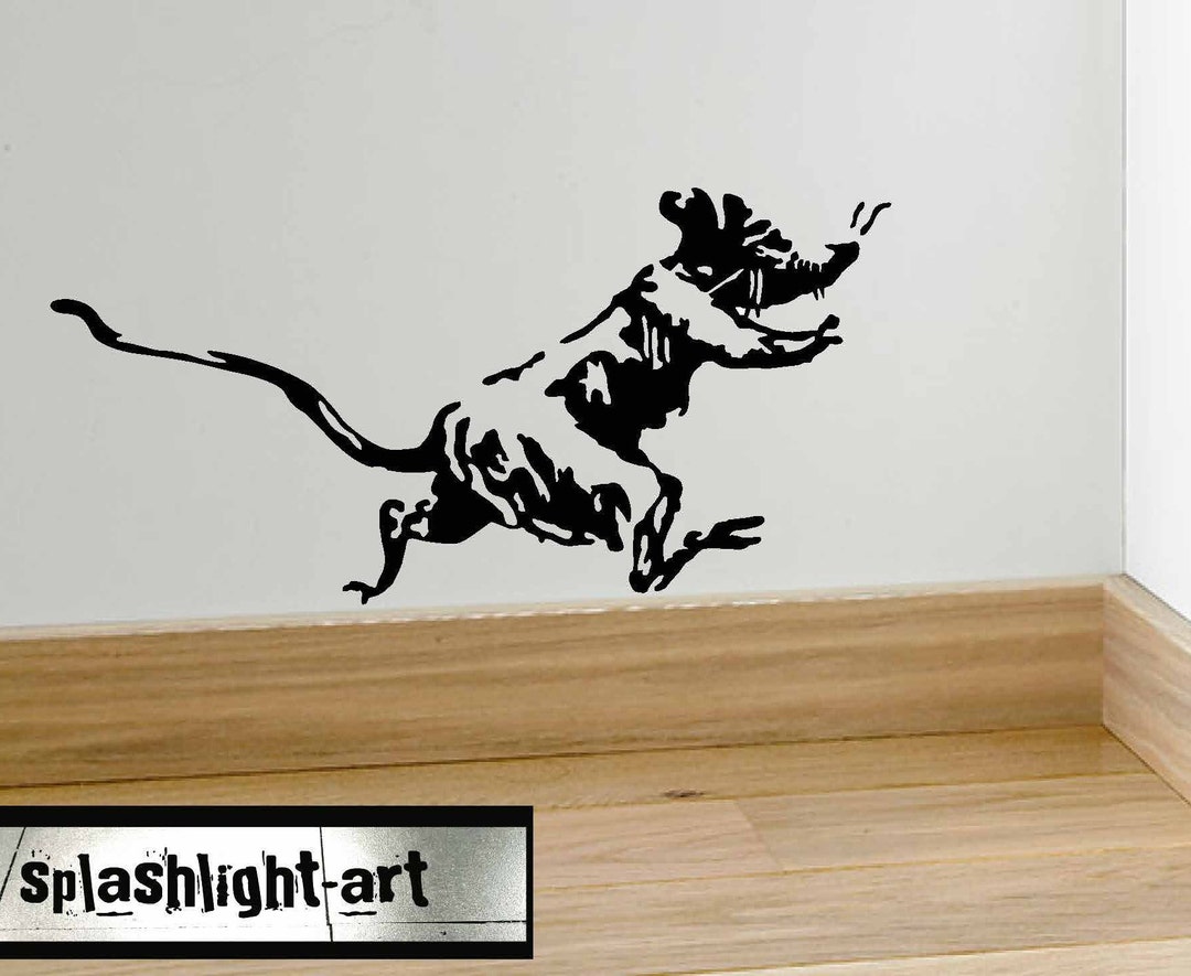 Banksy Running Rat Wall Decal Sticker Black Vinyl Banksy Bathroom Rat ...