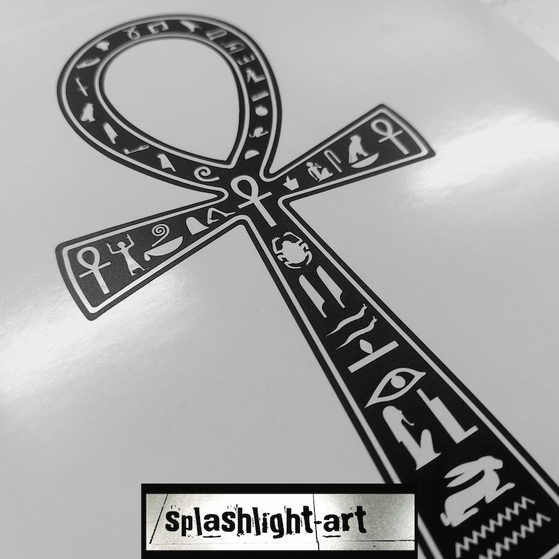 Egyptian Ankh Cross Decal: High Detail Black Vinyl Sticker (15 X 9cm ...