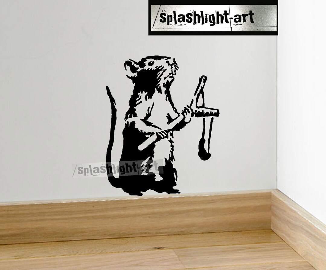 Banksy Slingshot Rat Skirting Board Wall Decal Sticker Black Vinyl ...