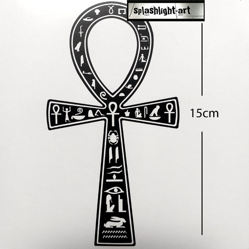 Egyptian Ankh Cross Decal: High Detail Black Vinyl Sticker (15 X 9cm ...