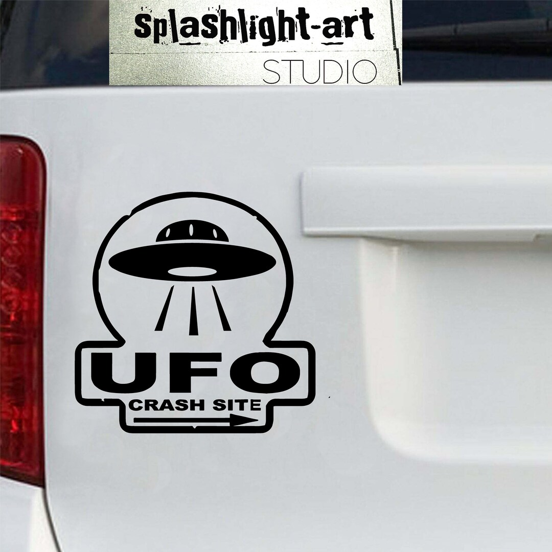 UFO Crash Roswell Black Vinyl Decal Sticker for Laptop Car Wall Alien ...