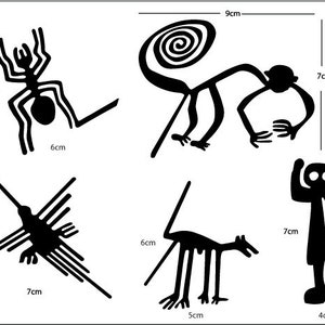 Nazca Lines Vinyl Decal Set: Matte Black Stickers for Car, Wall, Laptop ...