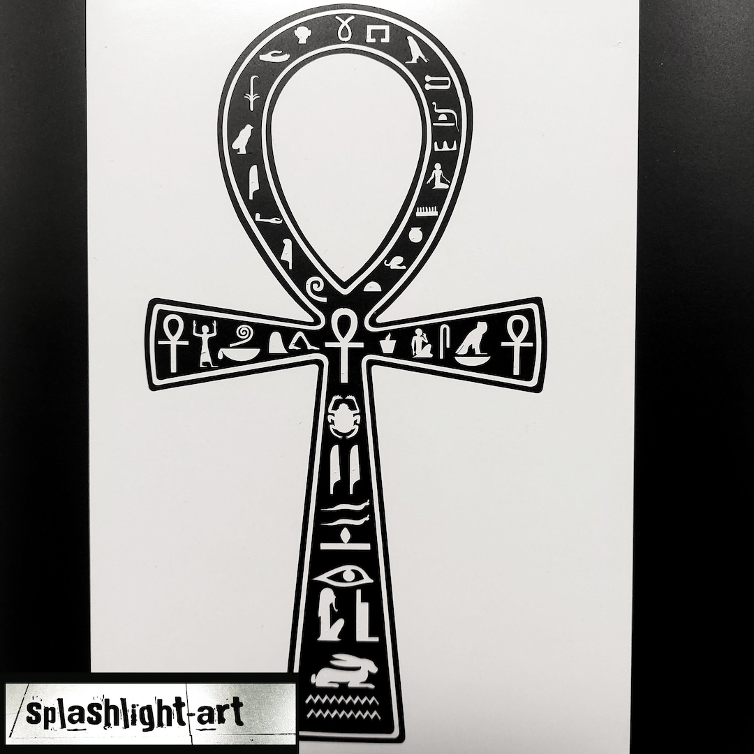 Egyptian Ankh Cross Decal: High Detail Black Vinyl Sticker (15 X 9cm ...