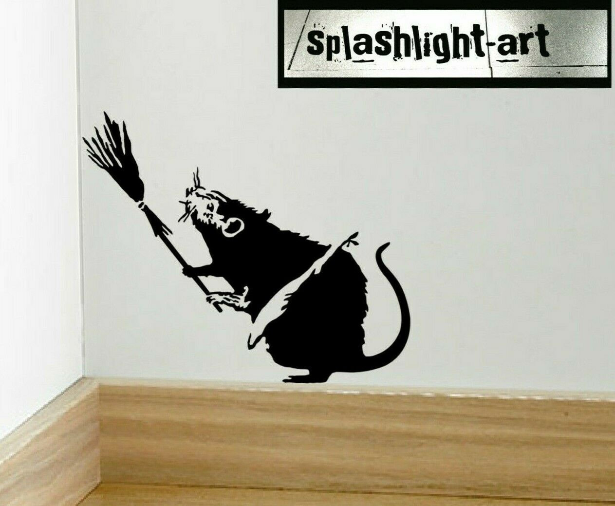 Banksy Ratte mit Besen und Schürze, Wandsticker schwarz Vinyl - Etsy.de