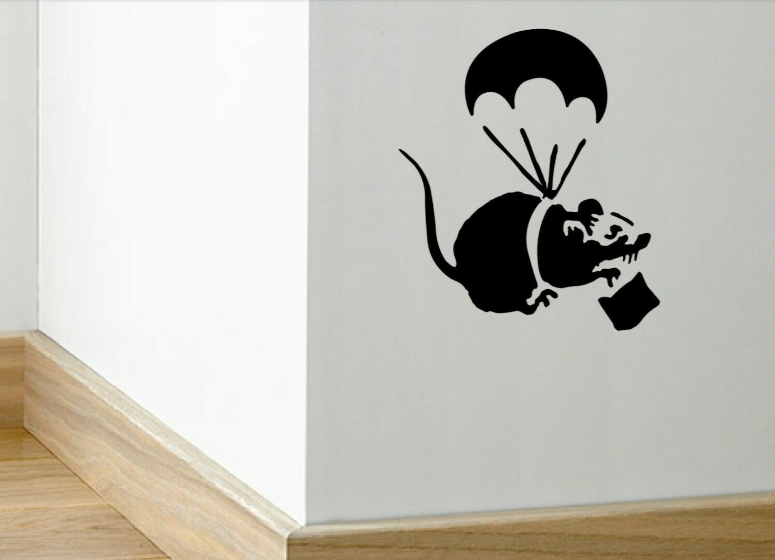 Banksy Parachuting Buisness Rat Skirting Board Wall Decal | Etsy