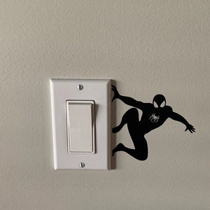 2x 10cm Spider Superhero Light Switch Vinyl Decal Sticker Black Vinyl ...