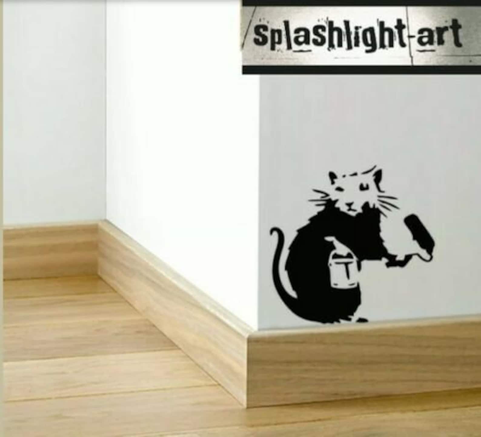 Banksy Painter Rat Skirting Board Wall Decal Sticker Black - Etsy