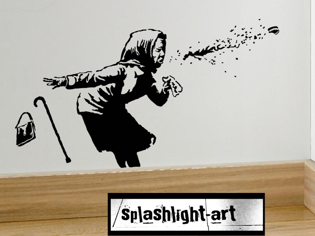 Banksy Sneezing Woman "aachoo!" Black Vinyl Decal Sticker 30x16cm for ...