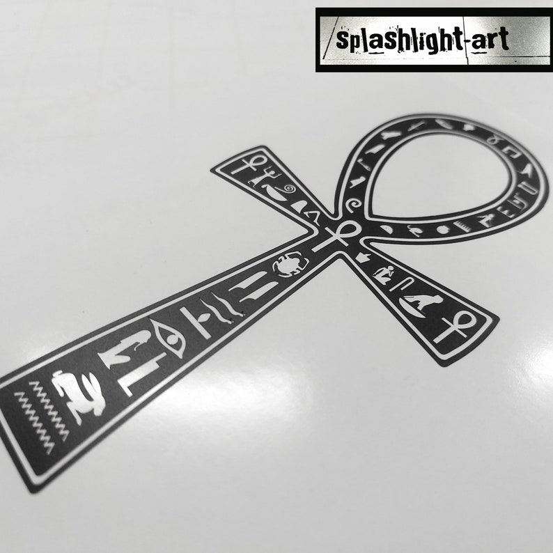 Egyptian Ankh Cross Decal: High Detail Black Vinyl Sticker (15 X 9cm ...