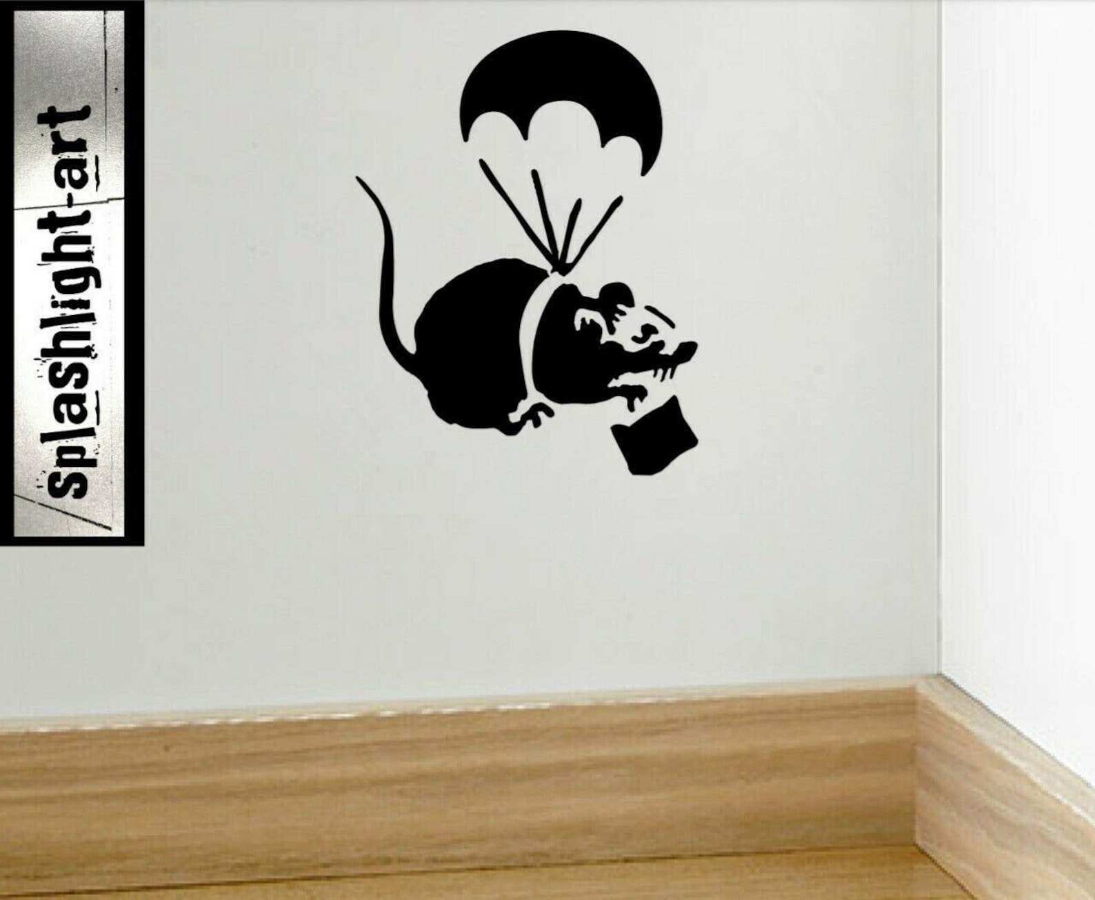 Banksy Parachuting Buisness Rat Skirting Board Wall Decal - Etsy