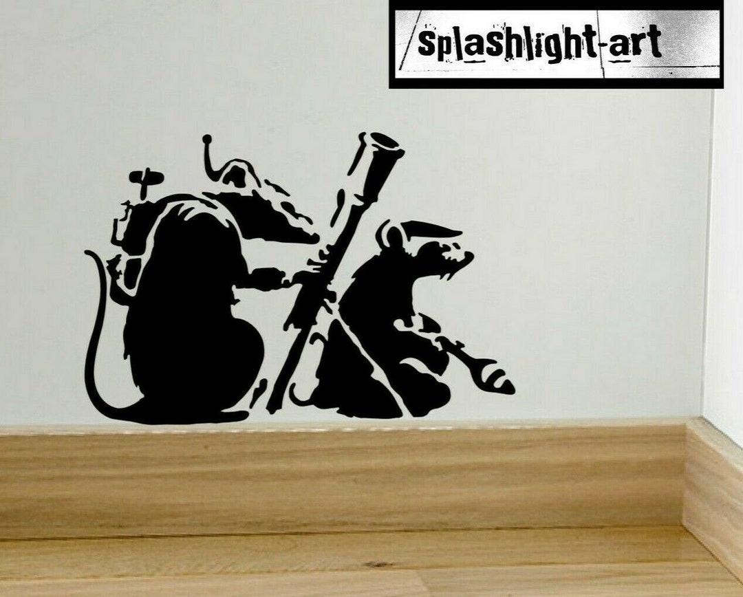 Banksy Rats With Rocket Launcher RPG Wall Decal Black Vinyl Sticker ...
