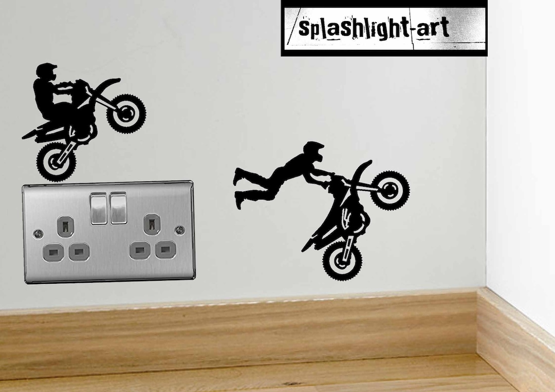 Dirt Bike Wall Decal: Black Vinyl Motorbike Stickers (set of 2) - Etsy