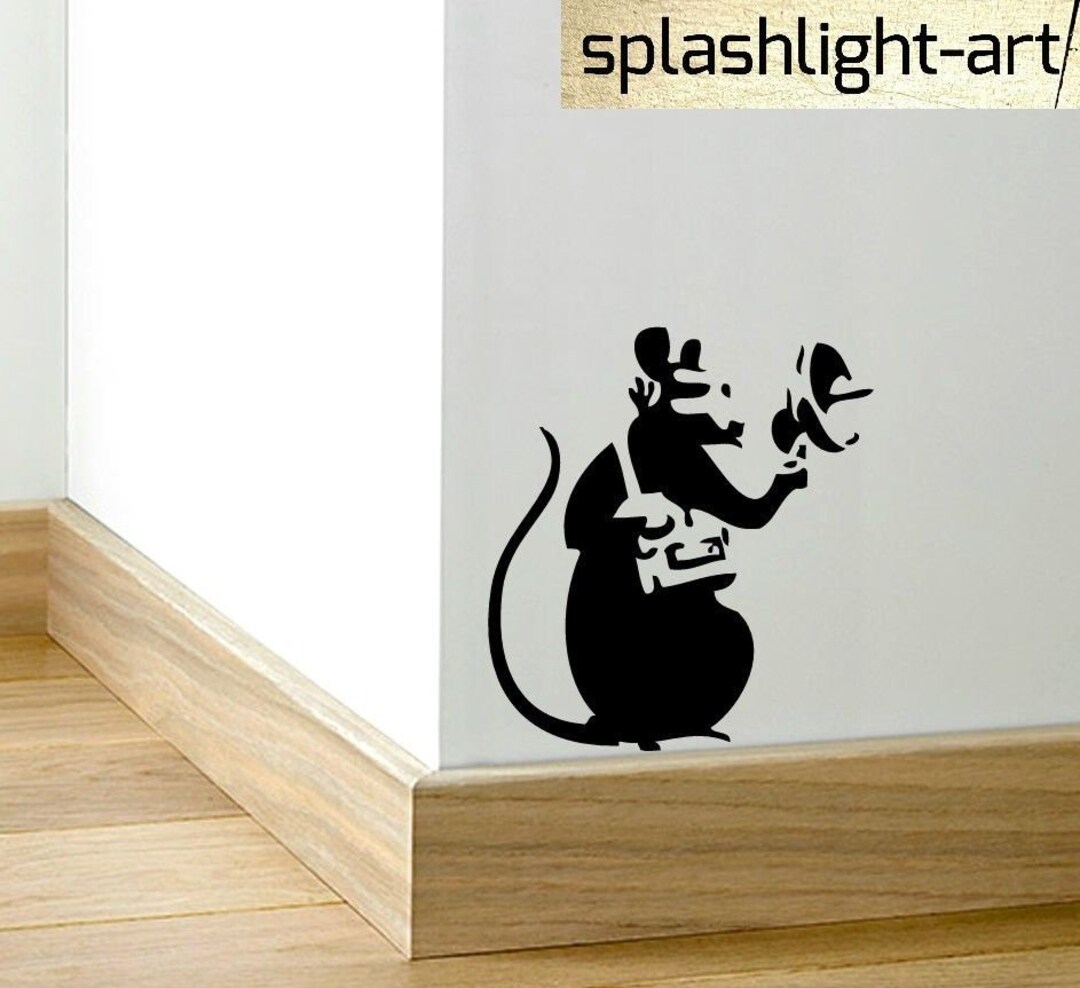 Banksy Spy Rat Skirting Board Wall Decal Sticker Black Vinyl Street Art ...