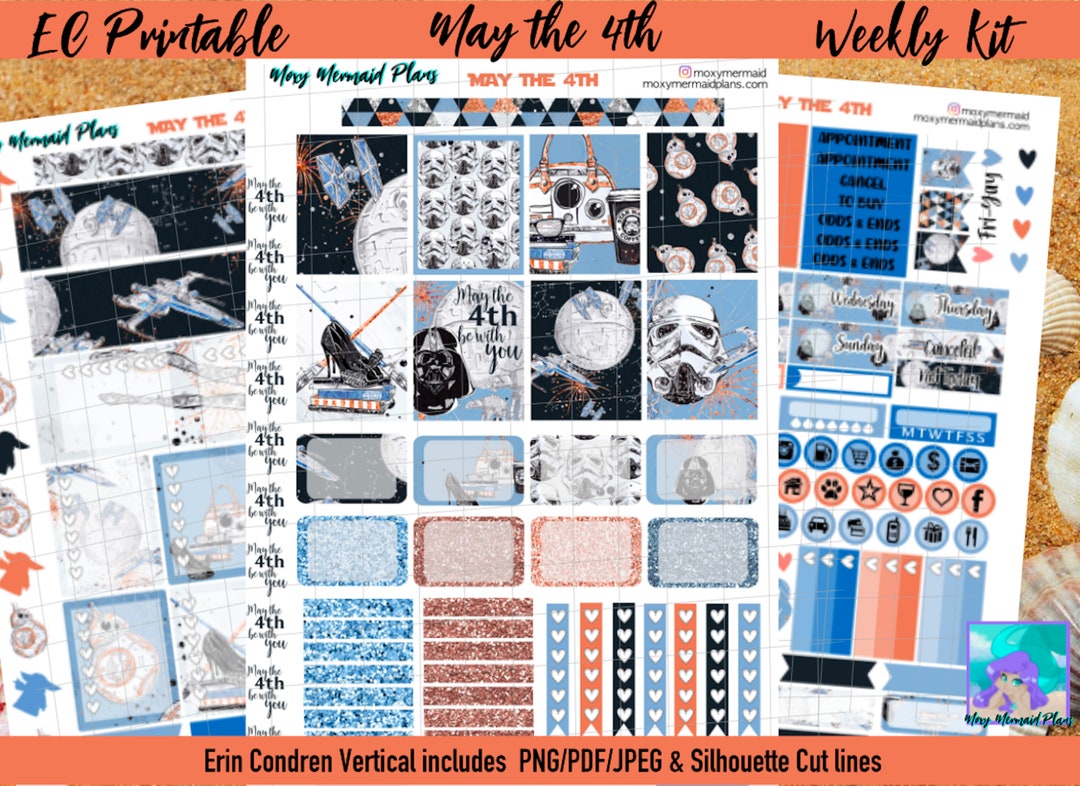 May the 4th PRINTABLE Planner Stickers / Weekly Sticker Kit/ Erin ...