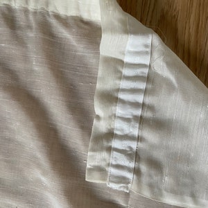 Single French Frilly Cream Net Curtain Panel With Red Braid Trim (93 X ...