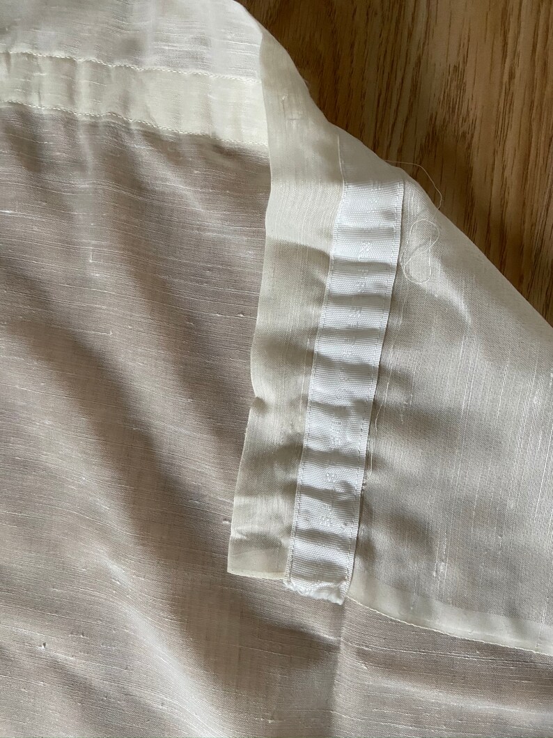 Single French Frilly Cream Net Curtain Panel With Red Braid | Etsy