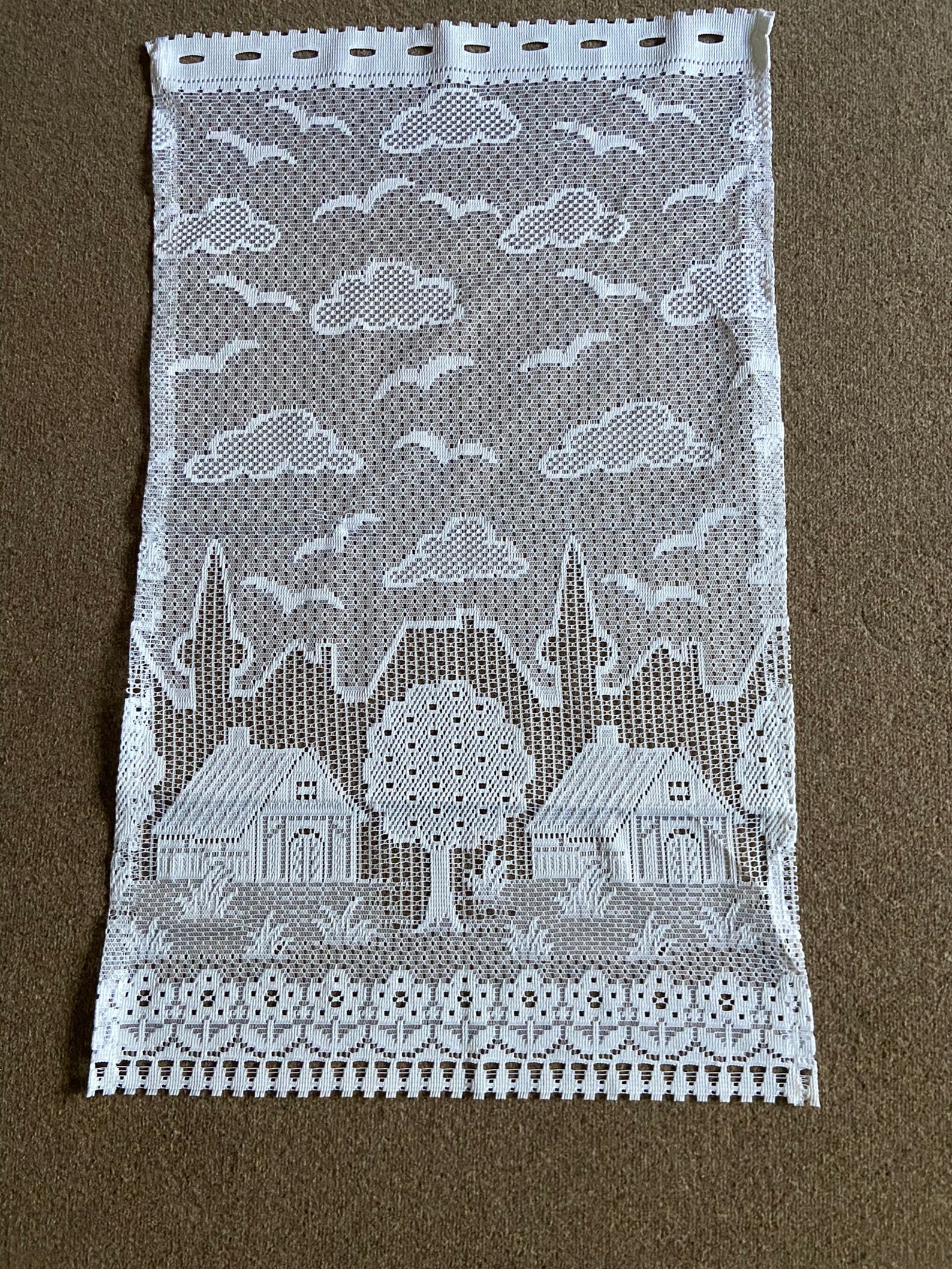 French White Net Lace Bistro / Cafe Curtain / Privacy Curtain - Long ...