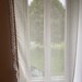 Single French Frilly Cream Net Curtain Panel With Red Braid Trim (93 X ...