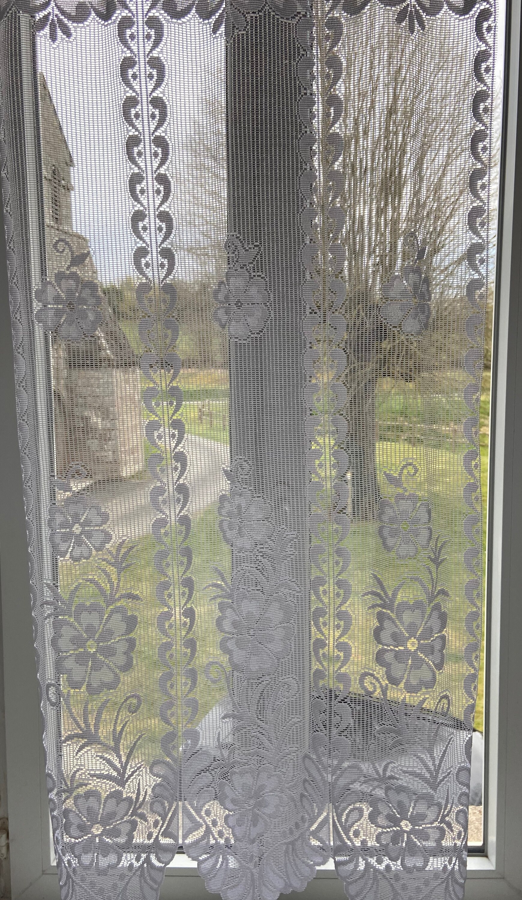 Small French Floral Lace Net Panel Privacy Curtain / Cafe / | Etsy