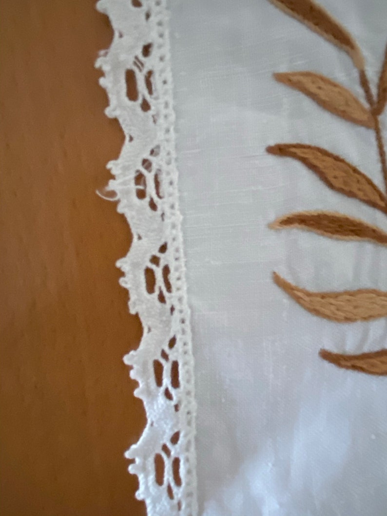 French Vintage Cream Cotton Table Mat, Tray or Dressing Table Cloth ...
