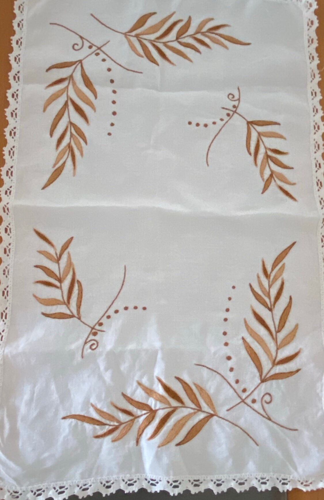French Vintage Cream Cotton Table Mat, Tray or Dressing Table Cloth ...