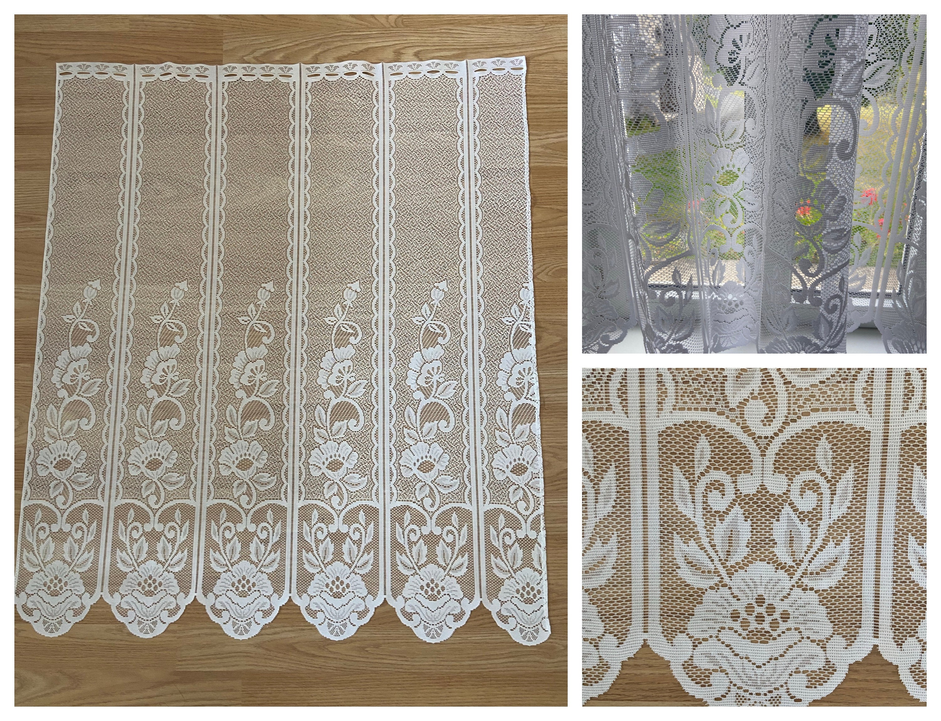 French Floral White Lace Net Panel Curtain / Cafe / Bistro | Etsy