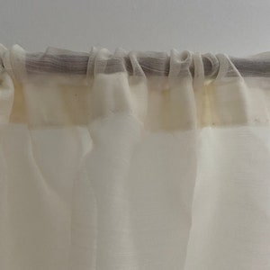 Single French Frilly Cream Net Curtain Panel With Red Braid Trim (93 X ...