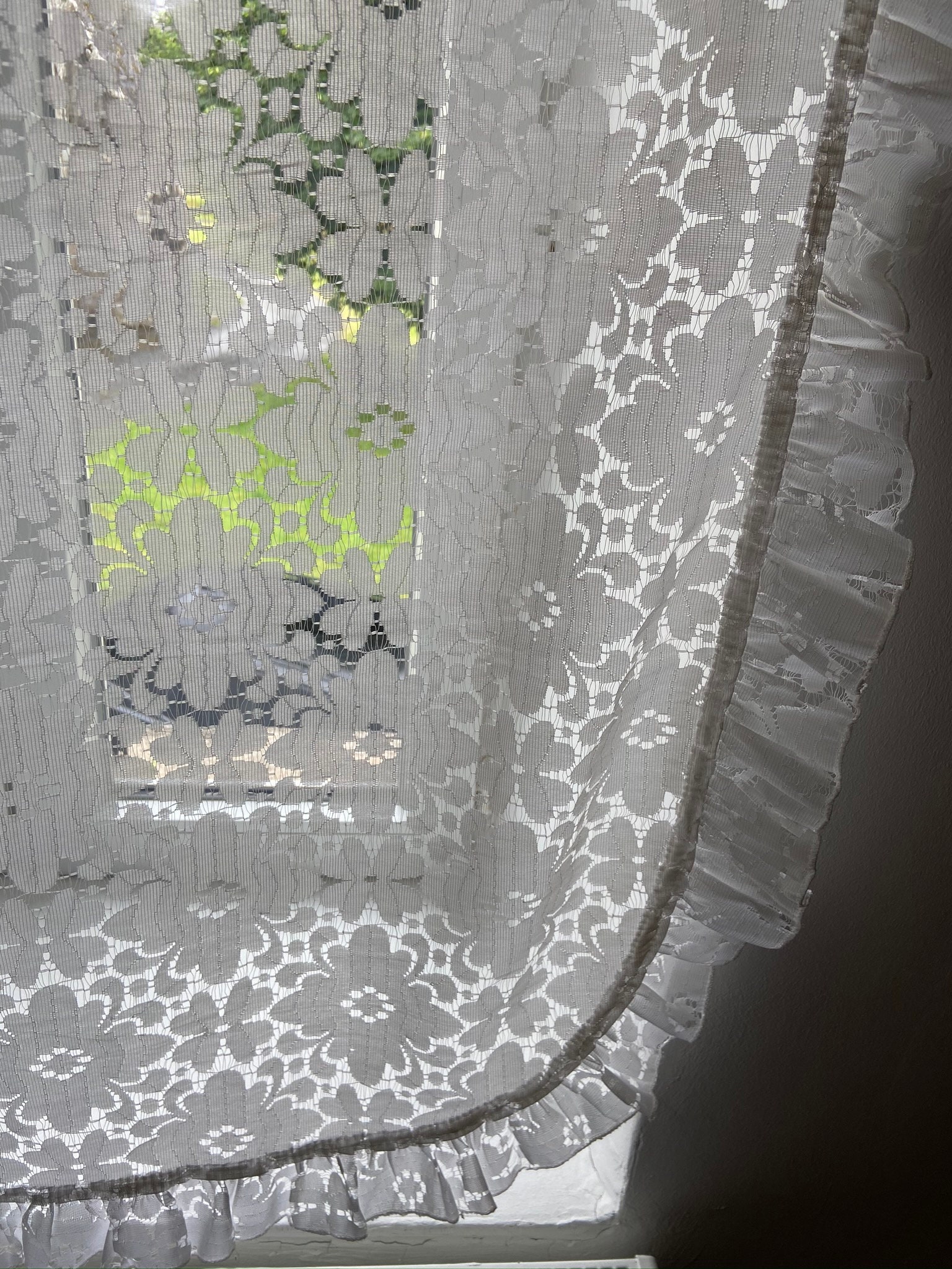 Pair of Retro French White Frilly Floral Net Curtains 54 X - Etsy