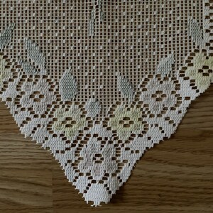 French Single Panel Coloured Floral Lace Net Bistro / Cafe Curtain ...